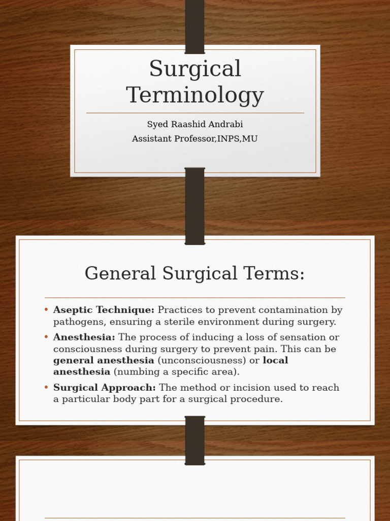 Surgical Terminology | PDF | Surgery | Coronary Artery Bypass Surgery