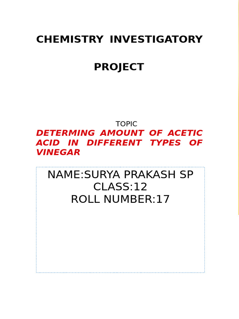 Chemistry Investigatory Project Srini 17.docx 0 | PDF | Titration | Chemistry