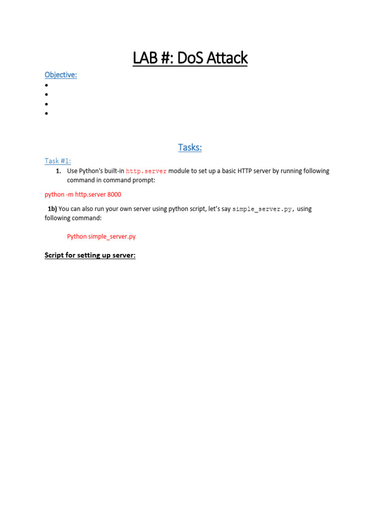 LAB DoS Attacks | PDF | Denial Of Service Attack | Scripting Language
