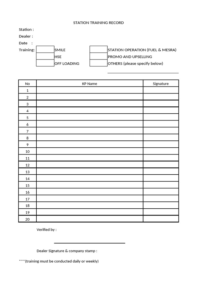 Station Training Record | PDF