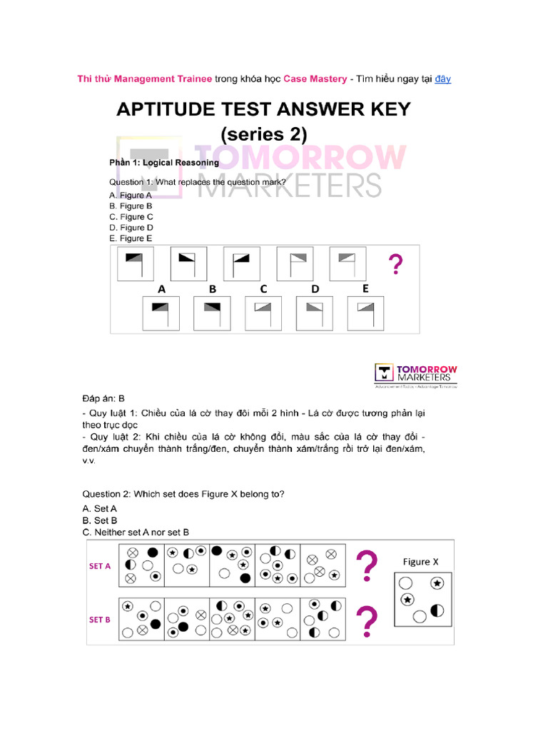 Bộ đề Aptitude Test - Management Trainee của Tomorrow Marketers | PDF