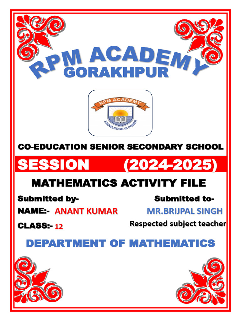 Mathematics Activity File: Anant Kumar | PDF