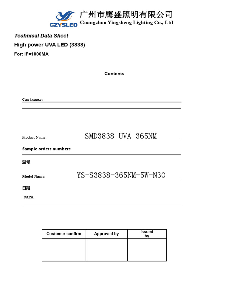 High Power UVA LED (3838) : Technical Data Sheet | PDF | Soldering ...