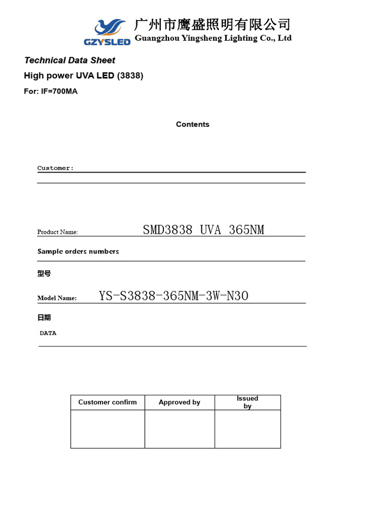 High Power UVA LED (3838) : Technical Data Sheet | PDF | Soldering ...