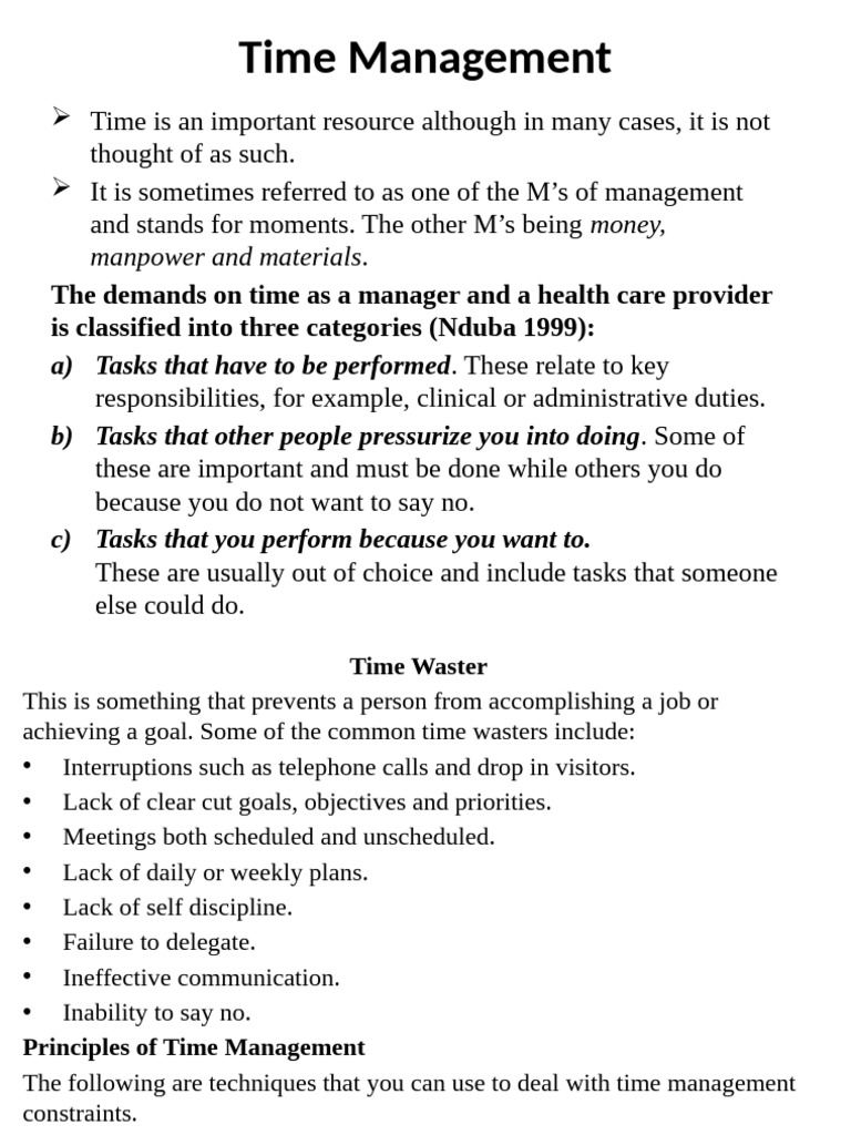 Time Management | PDF | Time Management | Professional Skills