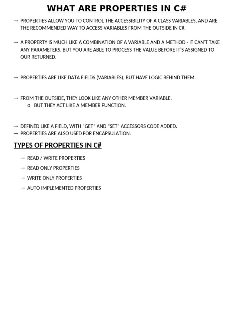 Properties in c# | PDF