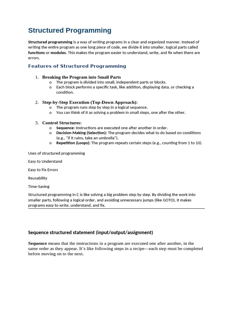 Structured Programming | PDF | Computer Program | Programming Structured Programming | PDF | Computer Program | Programming