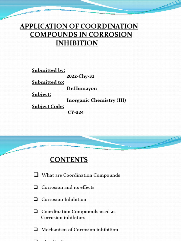 Applications of Coordination Compounds in Corrosion Inhibition - 1 ...