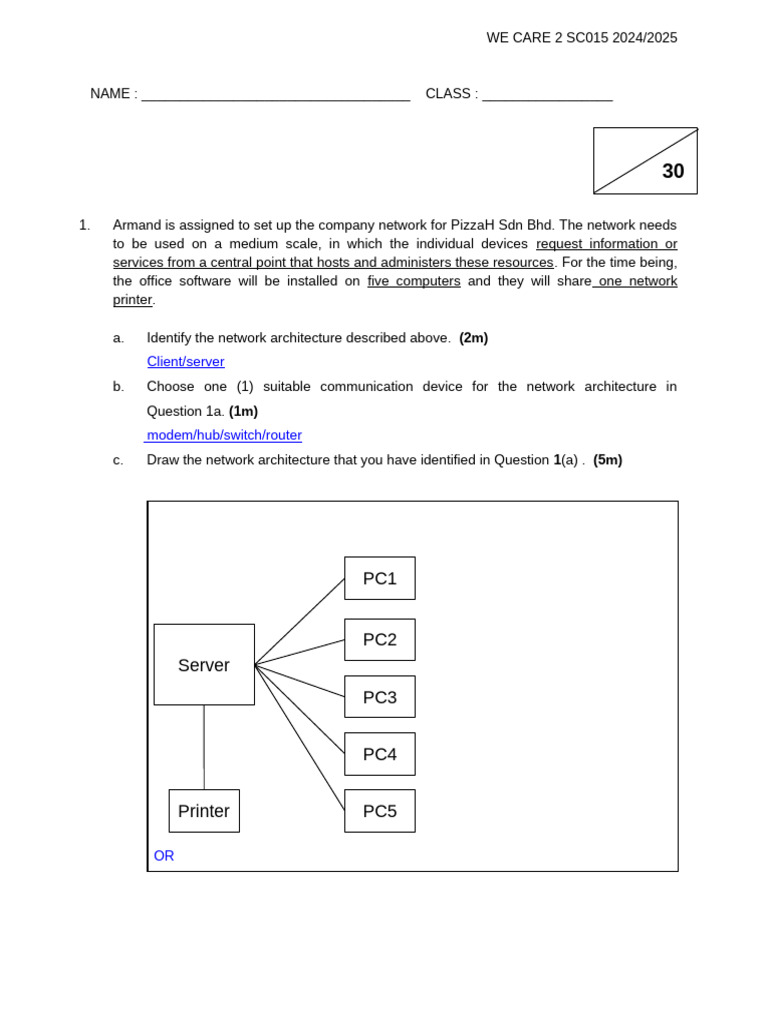 Answer WE CARE 2 SC015 2024 - 2025 | PDF | Computer Network | I Pv6
