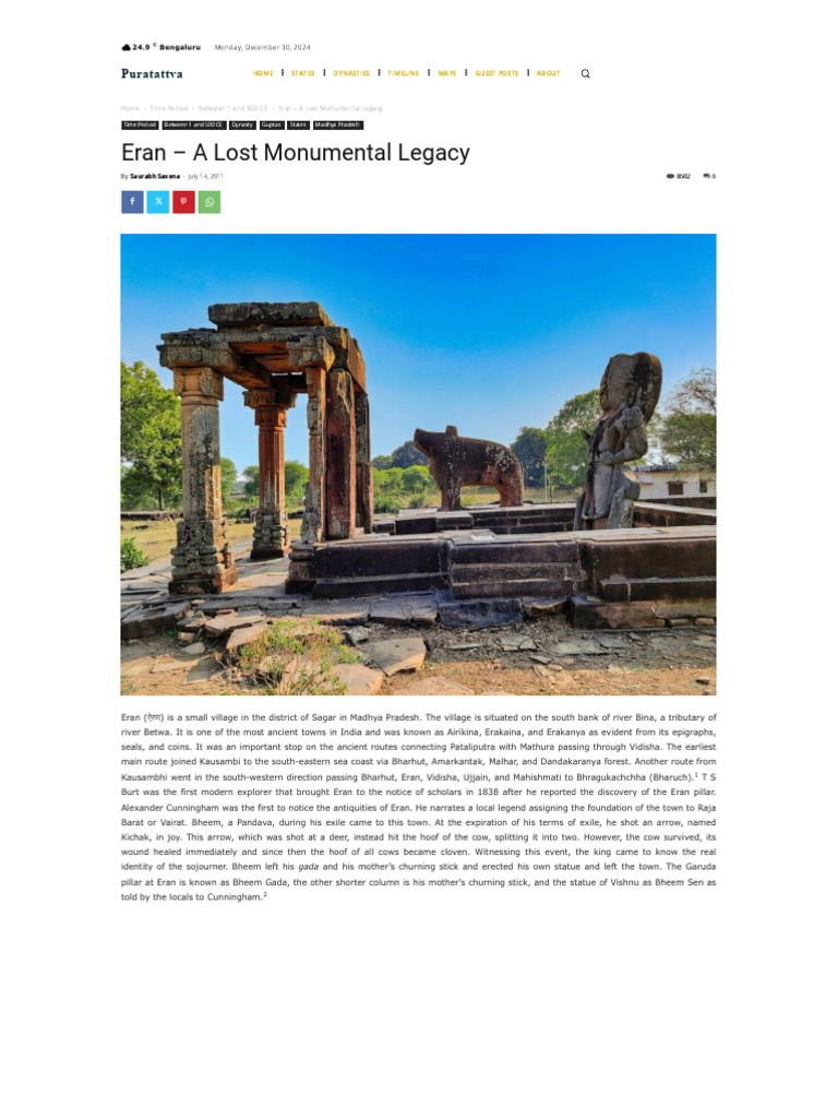 Puratattva in Eran A Lost Monumental Legacy 2 | PDF