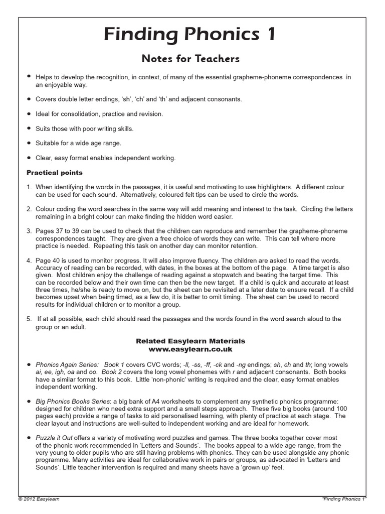 FindingPhonics | PDF | Phonics | Learning Methods