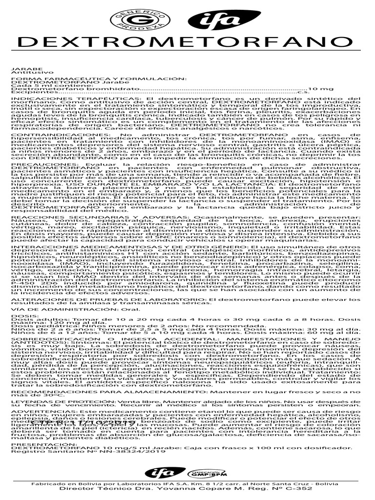 Dextrometorfano: Uso y Precauciones | PDF | Tos | Asma