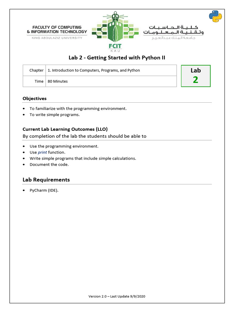 Lab 2 Manual(1) | PDF | Integrated Development Environment | Area