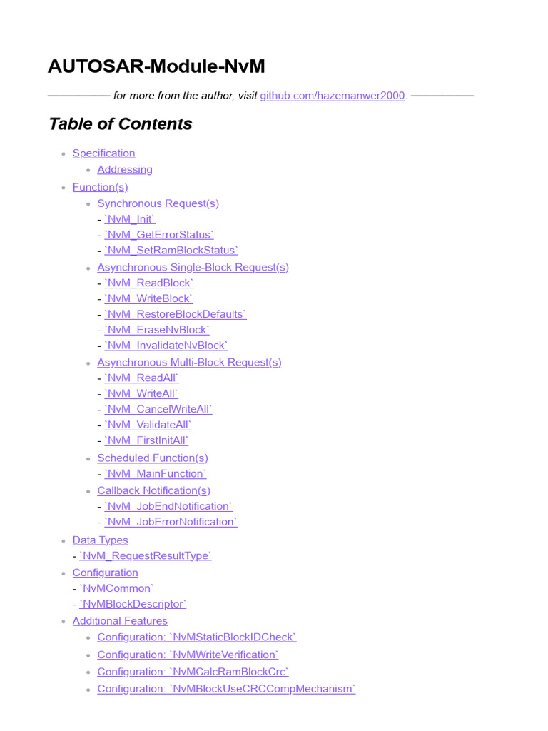 Autosar - Nvram Manager (NVM) | PDF | Random Access Memory | Computer Science