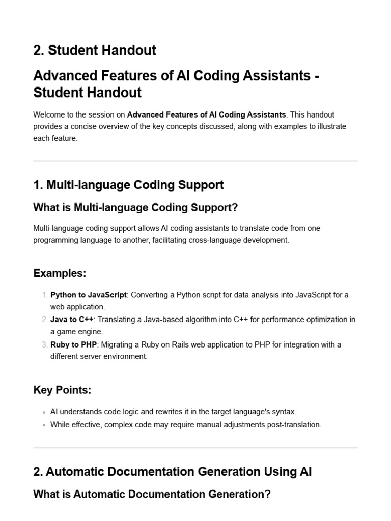 2000 - 1002 - DOC - Advanced Features of AI Coding Assistants | PDF | Computer Programming ...