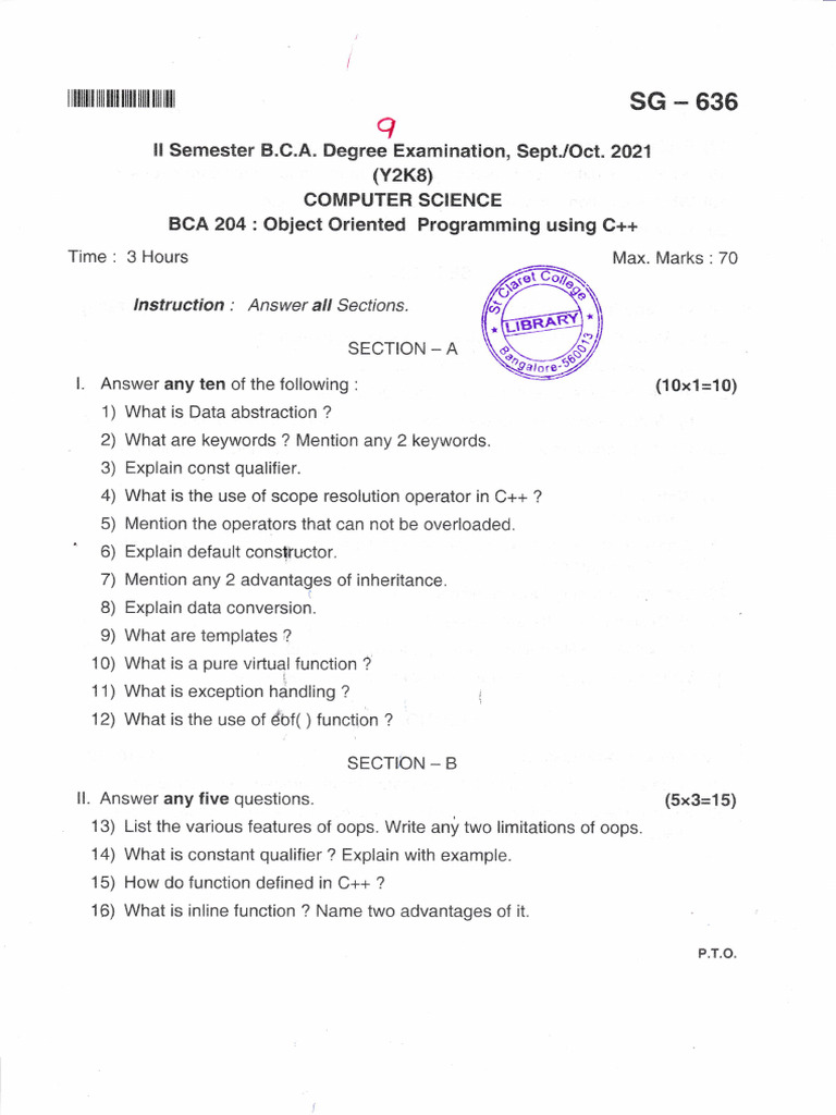 9 Object Oriented Programingusing CSeptember October 2021 | PDF | C++ | Computer Science