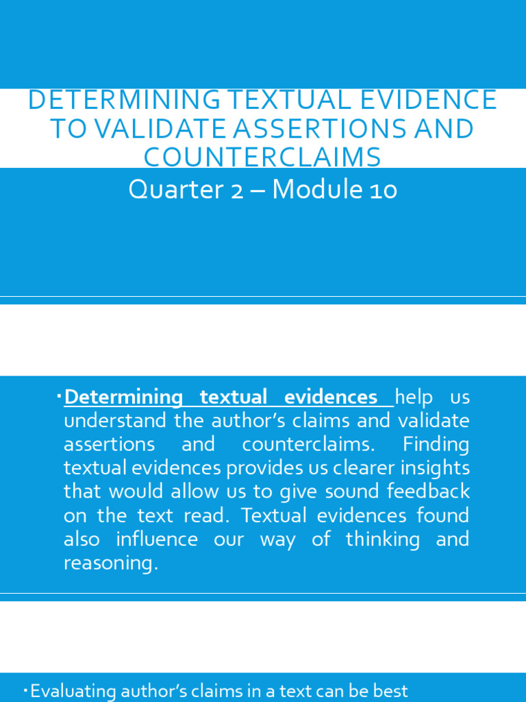 Extual Evidence To Validate Assertions and Counterclaims | PDF | Evidence | Argument