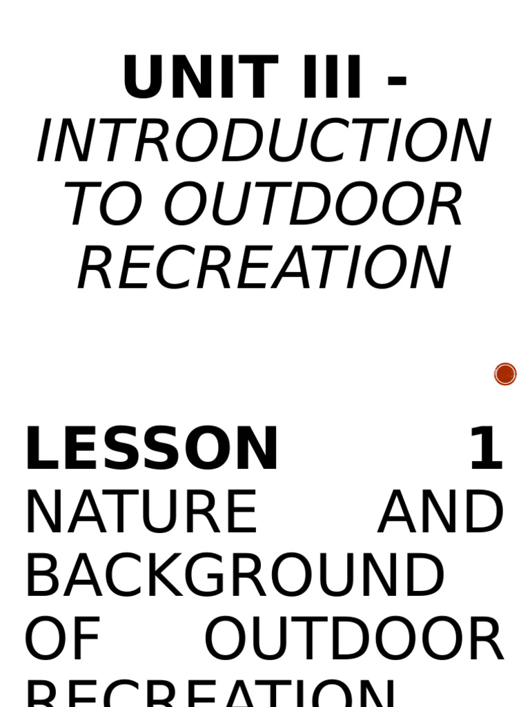 LESSON-1 | PDF | Outdoor Recreation | Recreation