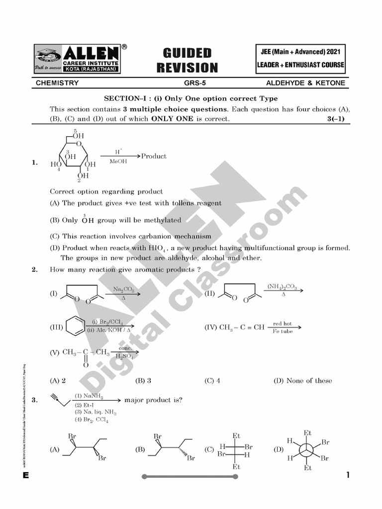 005. Guided Revision Sheet_aldehyde & Ketone (1) | PDF