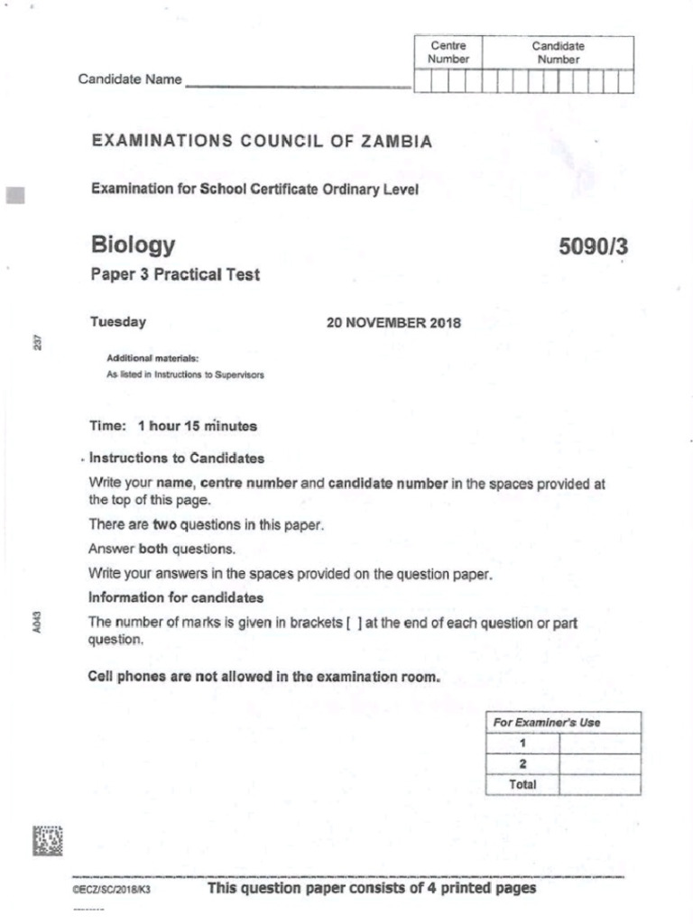 g12 Biology p2 2018 | PDF