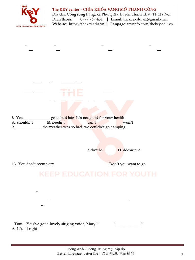 Practice Test 1 2 Pdf Hanoi