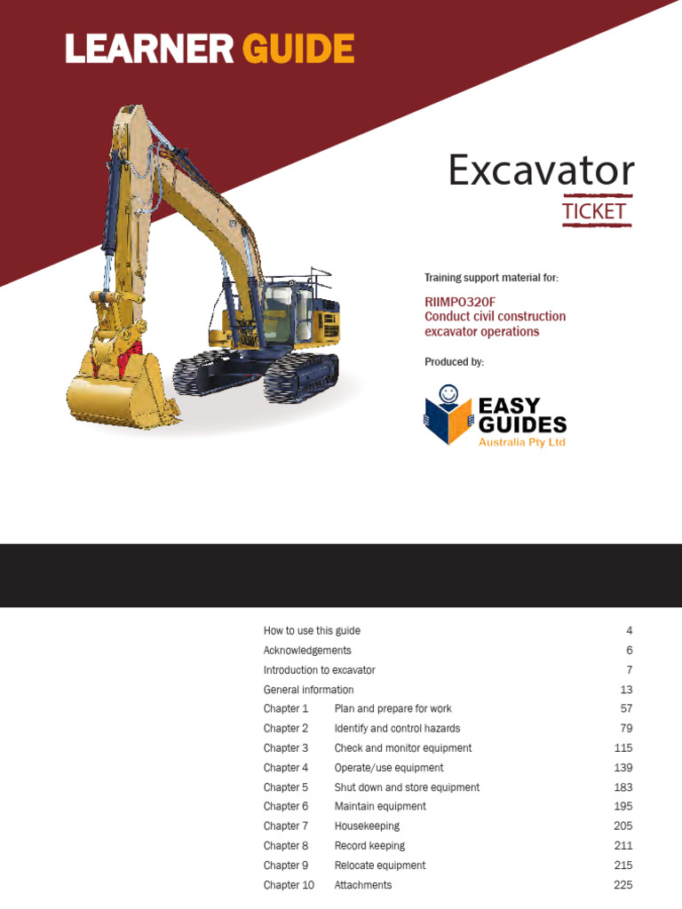 SAMPLE-Excavator Learner Guide RIIMPO320F | PDF