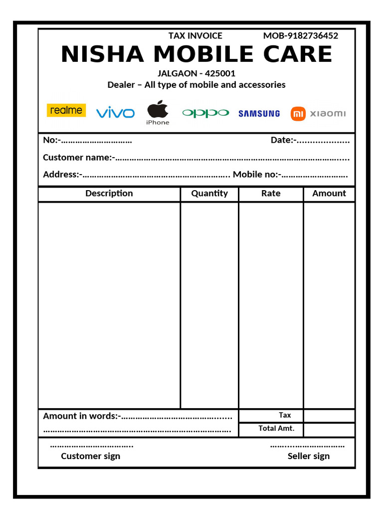 Nisha Mobile Bill | PDF