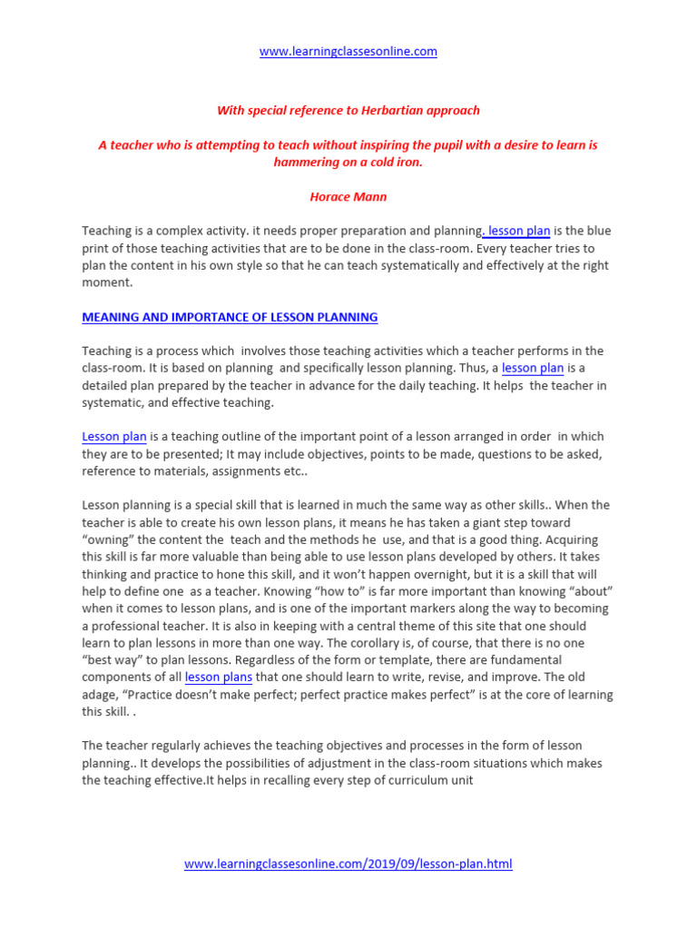 Lesson Plan Meaning Concept Format Templ | PDF | Lesson Plan | Teachers