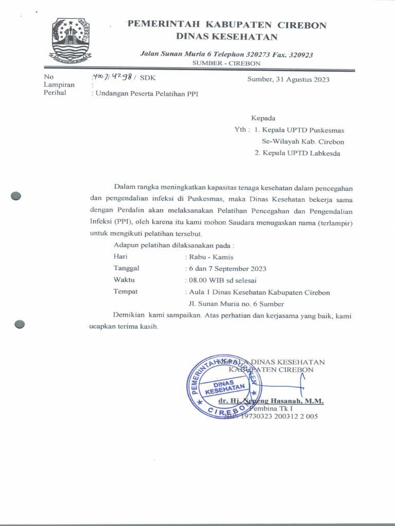 1.3.3.c 2) Pelatihan PPI Dinkes 082023 | PDF