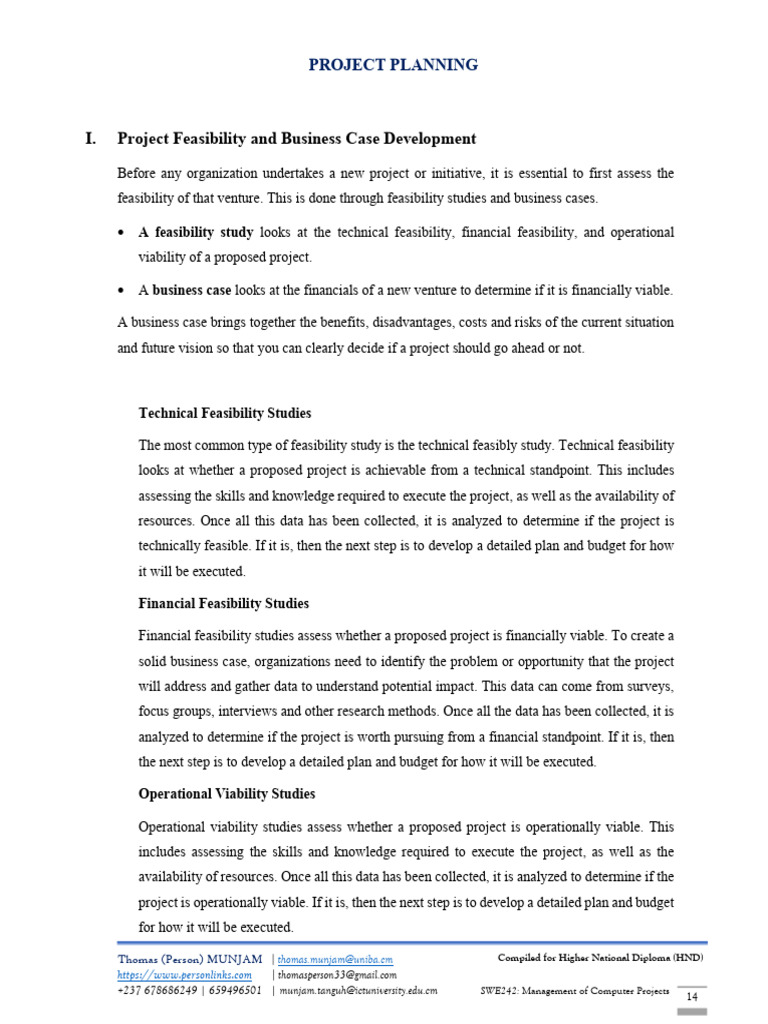 Management of Computer Projects - Lecture 3 | PDF | Feasibility Study | Business