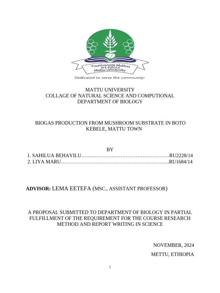 MATTU UNIVERSITY | PDF | Anaerobic Digestion | Biogas