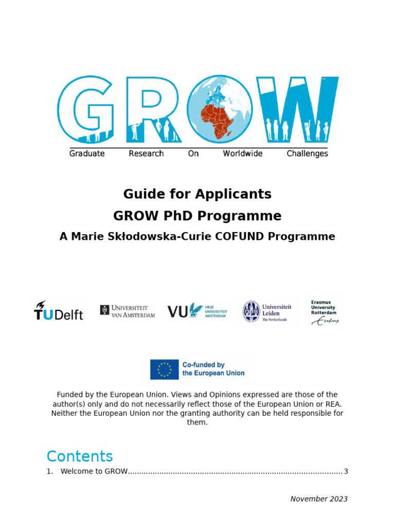 GROW PhD Programme Application Guide | PDF | Cost Of Living | Academic ...