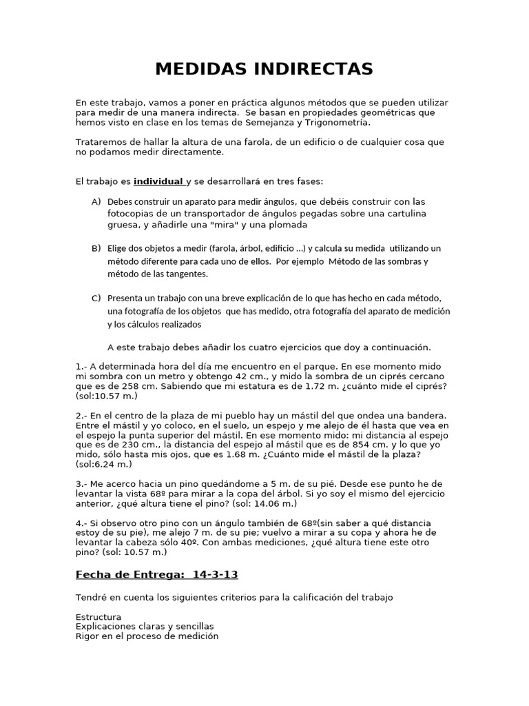 Medición Indirecta con Trigonometría | PDF