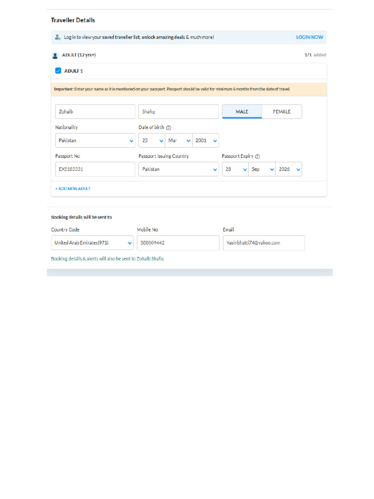 Zohaib Ticket Rak To LHR Pak | PDF
