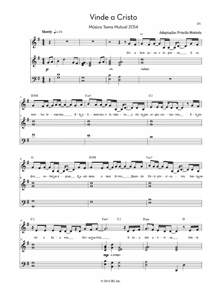 Partitura Vinde A Cristo | PDF