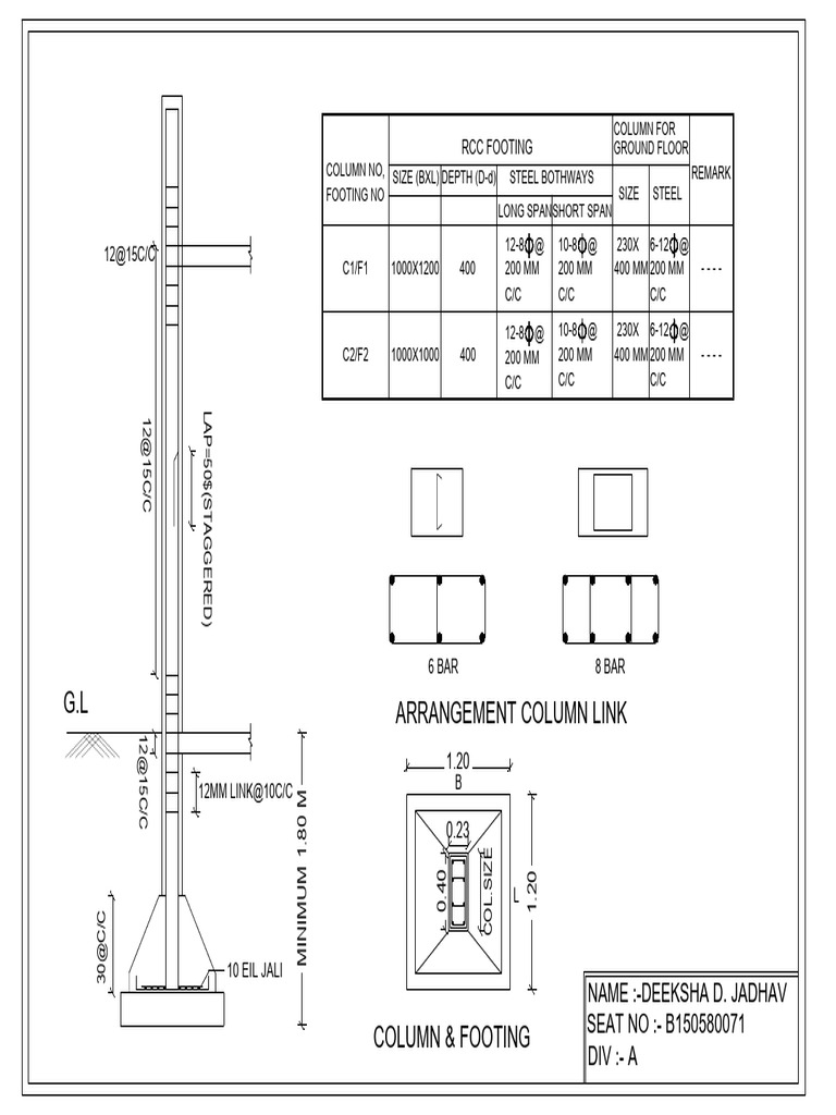 Column & Footing Plan | PDF