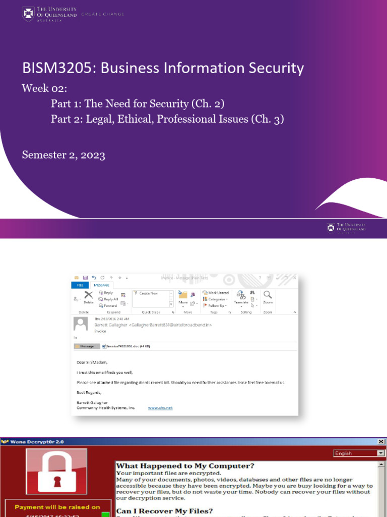 Info Security S2 2023 Week 2 Slides | PDF | Computer Security | Security