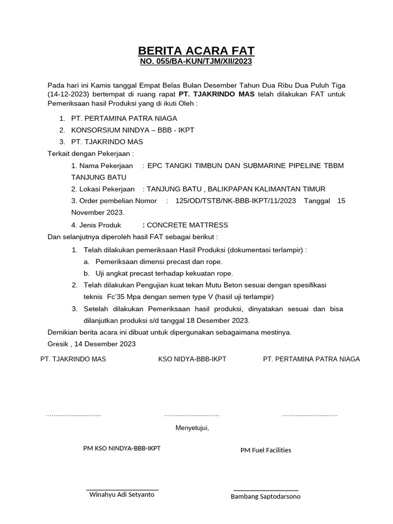 BERITA ACARA FAT Rev 4 | PDF