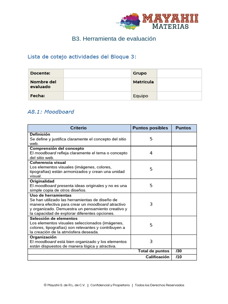 B3. Herramienta de Evaluación: Lista de Cotejo Actividades Del Bloque 3 | PDF | Diseño