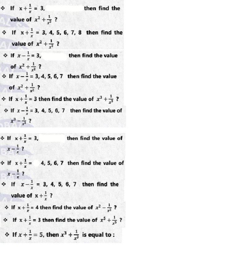 Algebra Lecture 1 Practice Questions | PDF