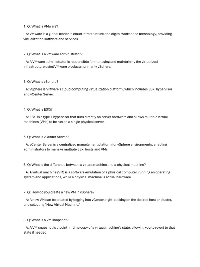 VMWare Administrator 500 Questions and Answers 1730016251 | PDF | Virtual Machine | Virtualization