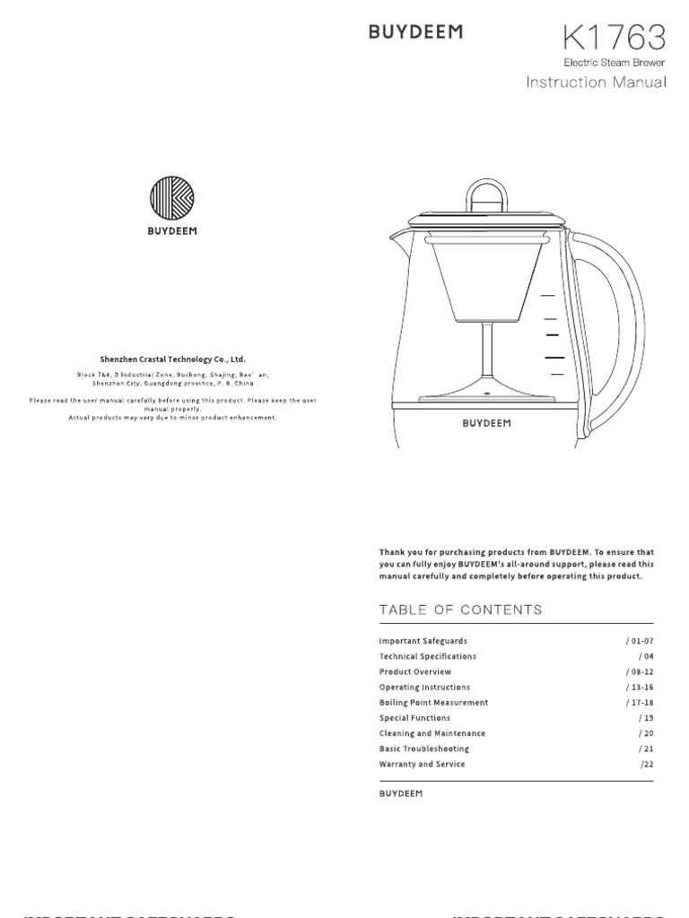 K176 Tea Coffee Brewer Instruction Book Compressed | PDF