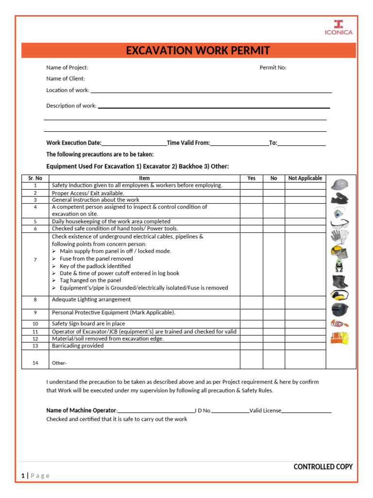 33-Excavation Work Permit. | PDF
