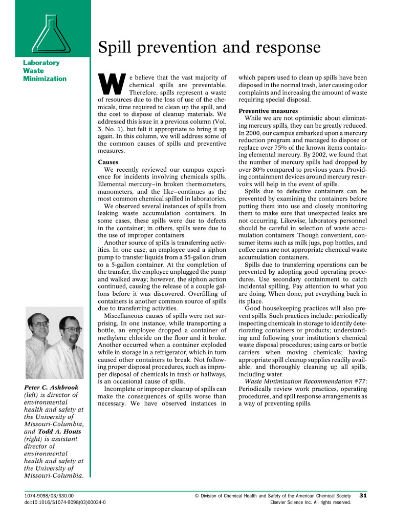 Spill Prevention and Response | PDF | Mercury (Element) | Waste