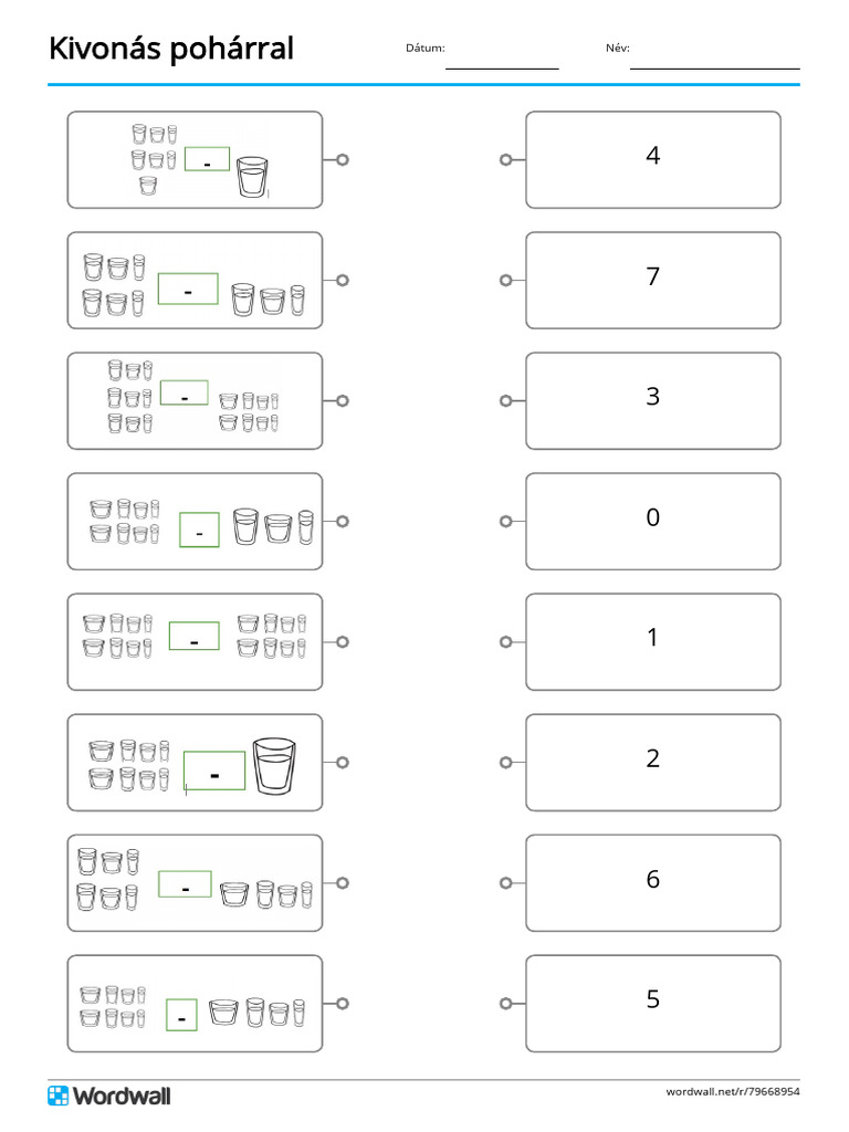 Kivonás Pohárral Match Up Vonalas Rajz | PDF
