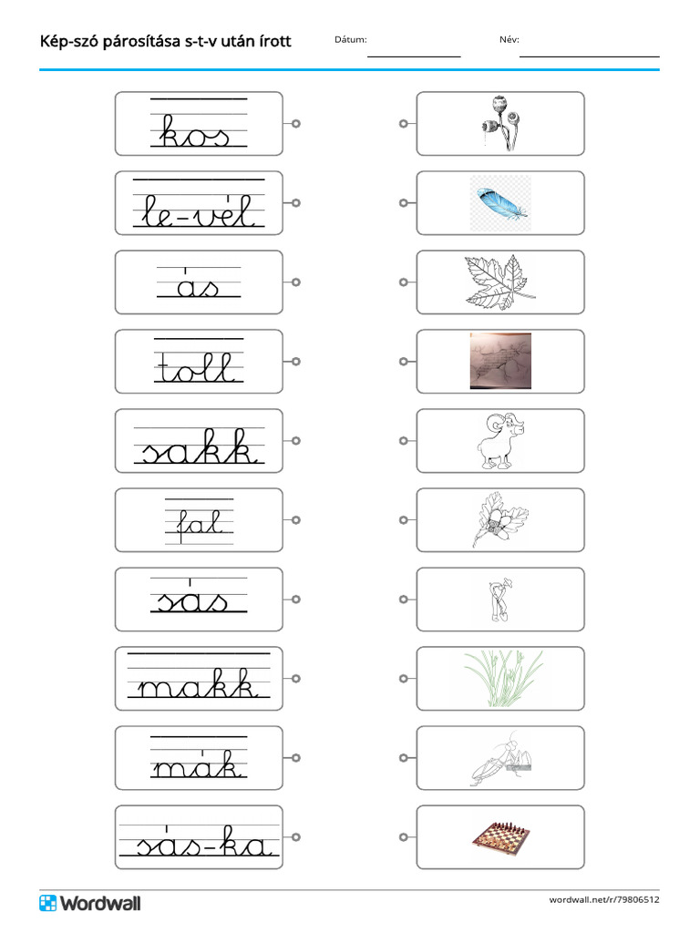 Kép Szó Párosítása S T V Után Írott Match Up Vonalas Rajz | PDF