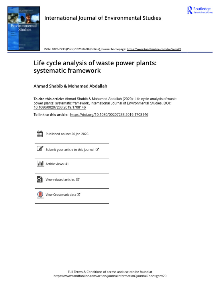 7-Life Cycle Analysis of Waste Power Plants Systematic Framework | PDF ...