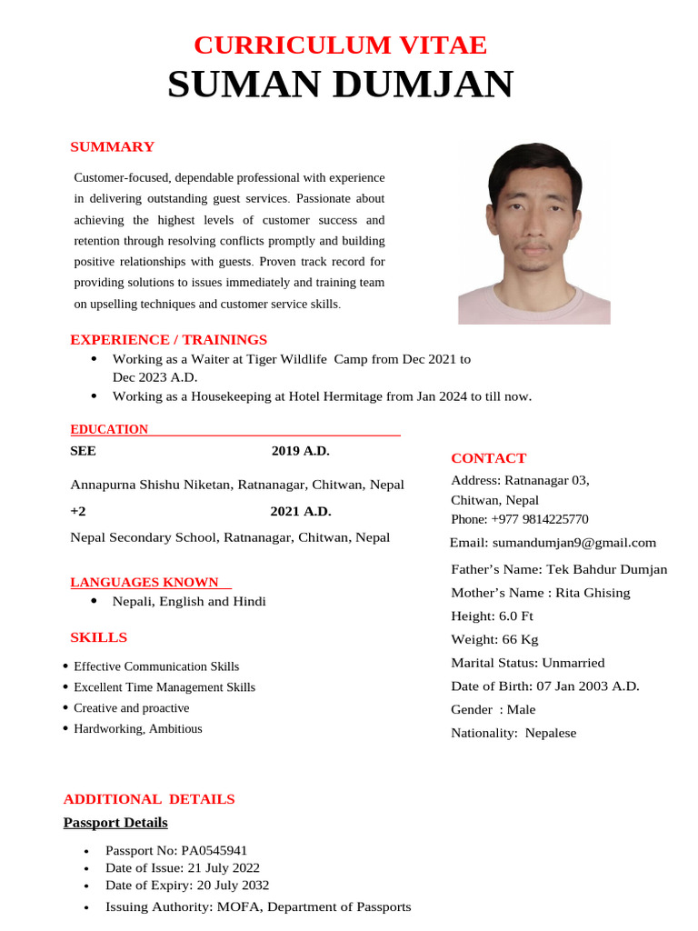 Suman Dumjan CV | PDF