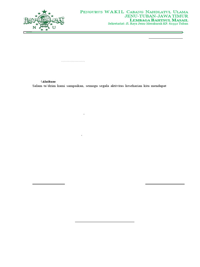 Undangan Dan As'ilah Bahtsul Masa'il Antar Pondok Se-Kec. Jenu | PDF