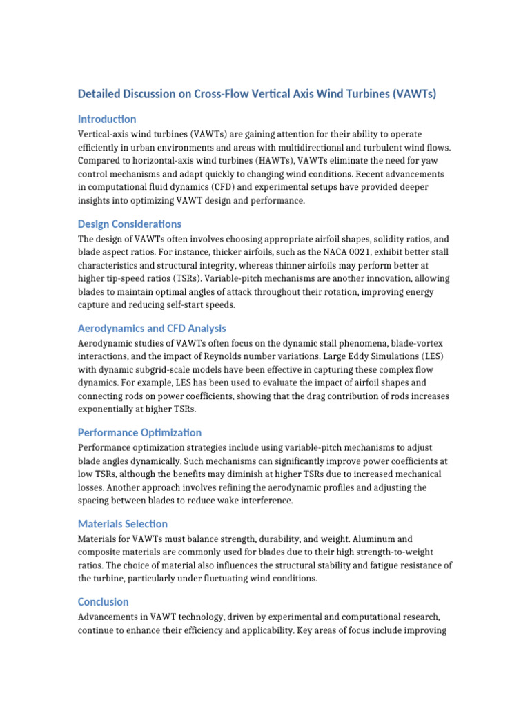 Cross Flow VAWT Discussion | PDF | Airfoil | Wind Tunnel